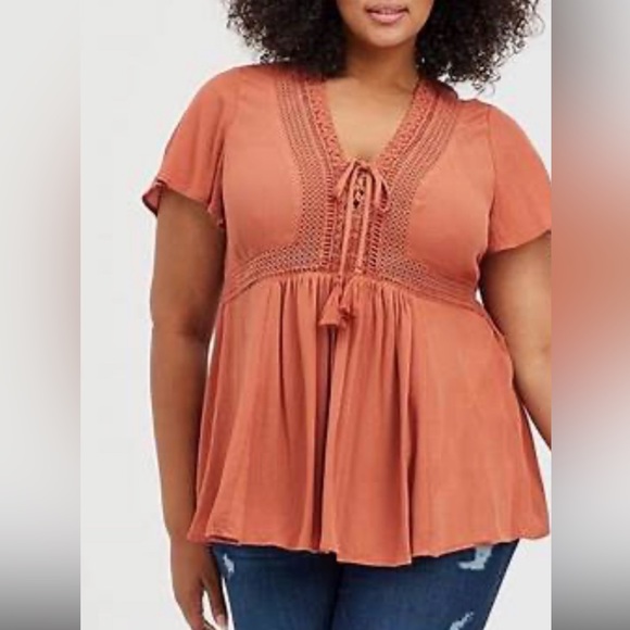 torrid | Tops | Torrid Rust Lace Babydoll Top | Poshmark